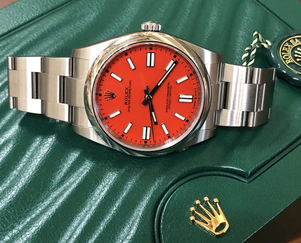 Rolex Oyster Perpetual, modelo 124300, año: 2021, esfera roja original ...